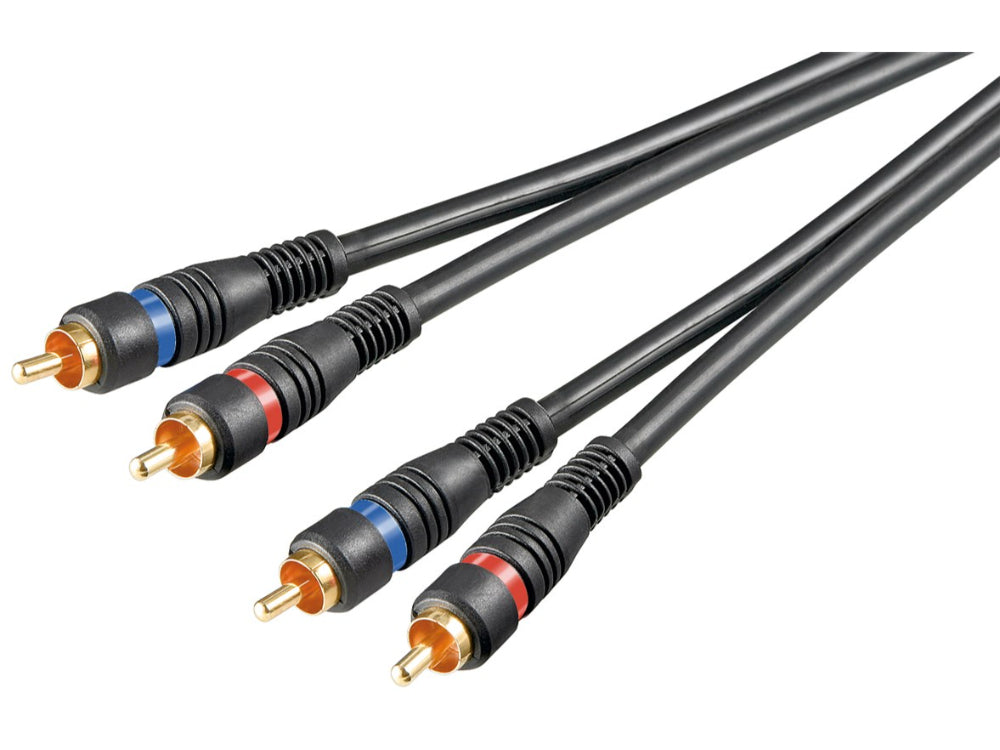 Goobay Stereo RCA Cable 2x RCA Double Shield OFC 2M - Blk – Bourne Electronics