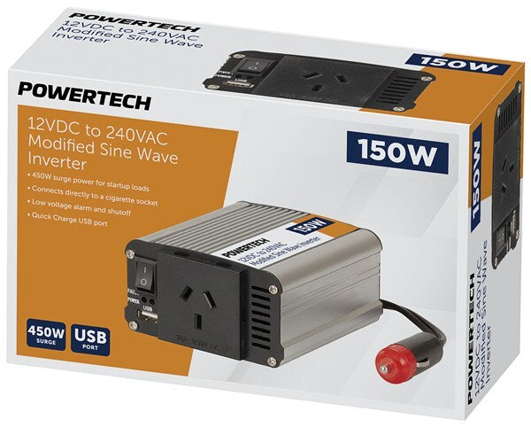 Powertech 450W 12VDC to 230VAC Quick Charge USB Port Modified Sinewave – Bourne Electronics