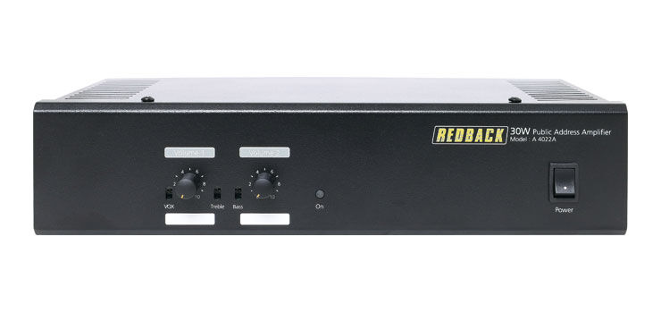 REDBACK A4022A 30W 2 Input 100V Public Address PA Amplifier 240V AC Op ...