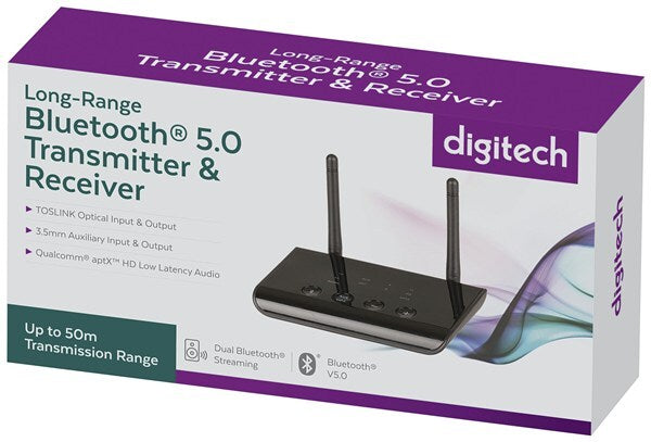 Digitech Long Range Bluetooth 5.0 Transmitter Receiver Up to 50m Range ...