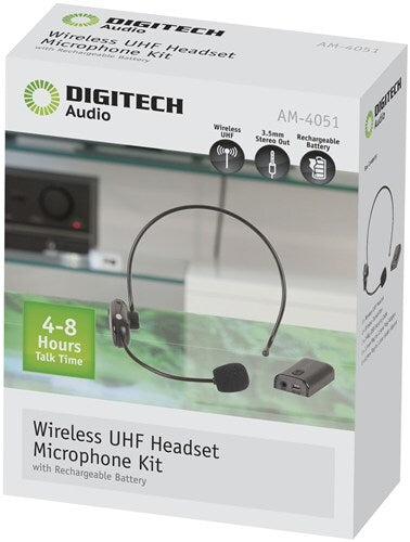 Digitech UHF Headset Microphone Kit Includes 2-Way USB charging cable ...
