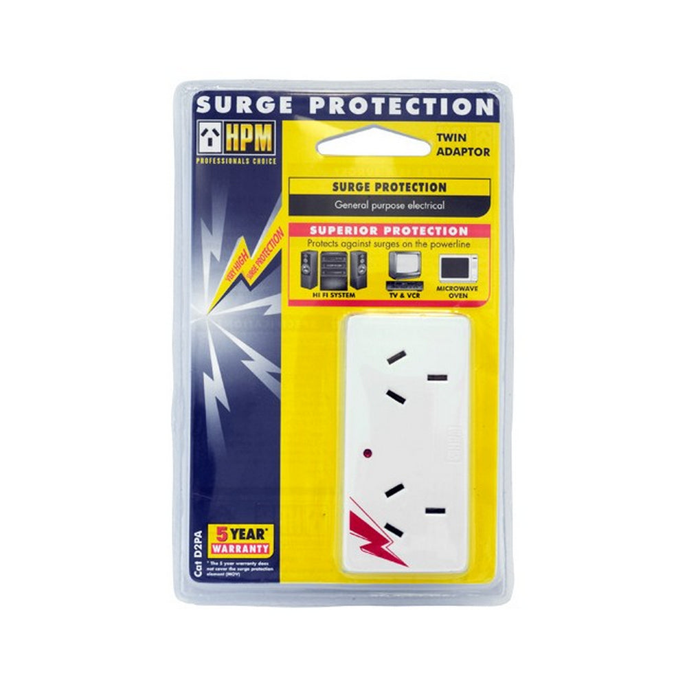 HPM 240V 10A 2way Surge Protector Double Power Adaptor for Computer TV ...