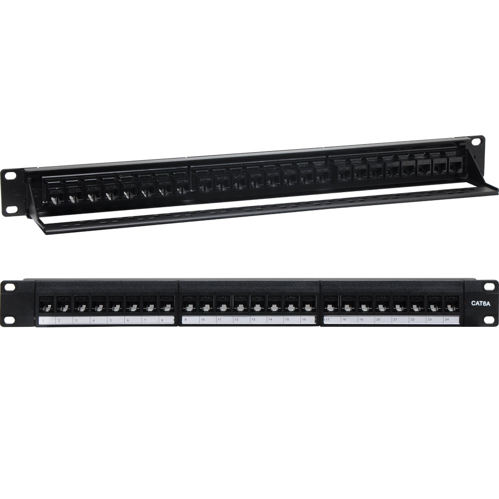 24 Port 1RU Enhanced Cat6A Patch Panel for Tool Free Cable Termination ...