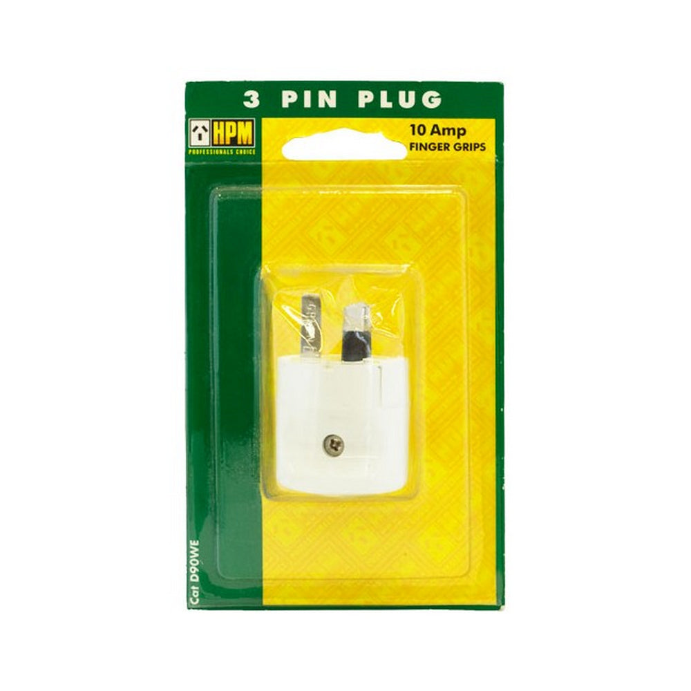 HPM 10A 240Volts AC 3 Pin Quick Connect Plug Large Finger Grip White ...