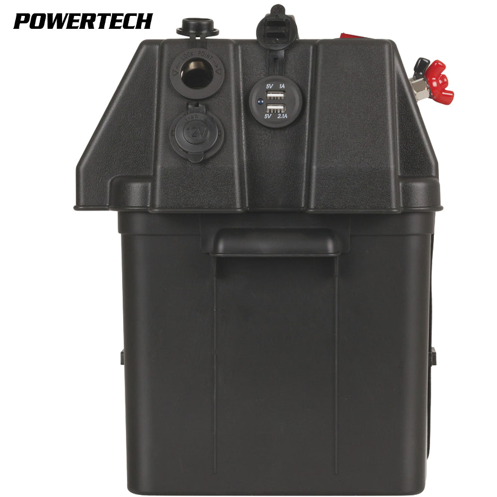 Powertech Battery Box With Voltmeter And USB Charge multiple connectio ...