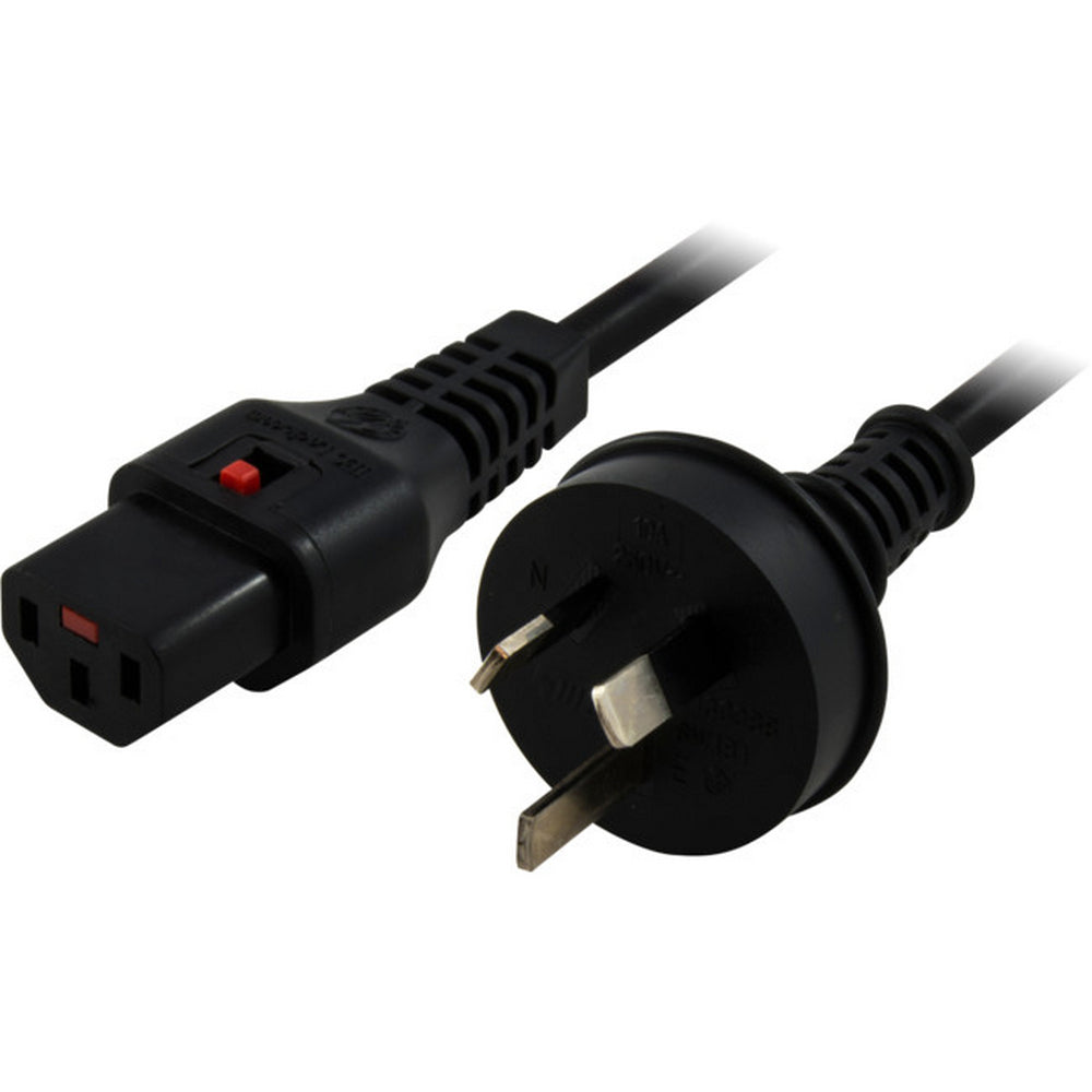 DOSS IEC -C13 Locking 3Pin AU Plug to Female Socket Power Lead Black ...