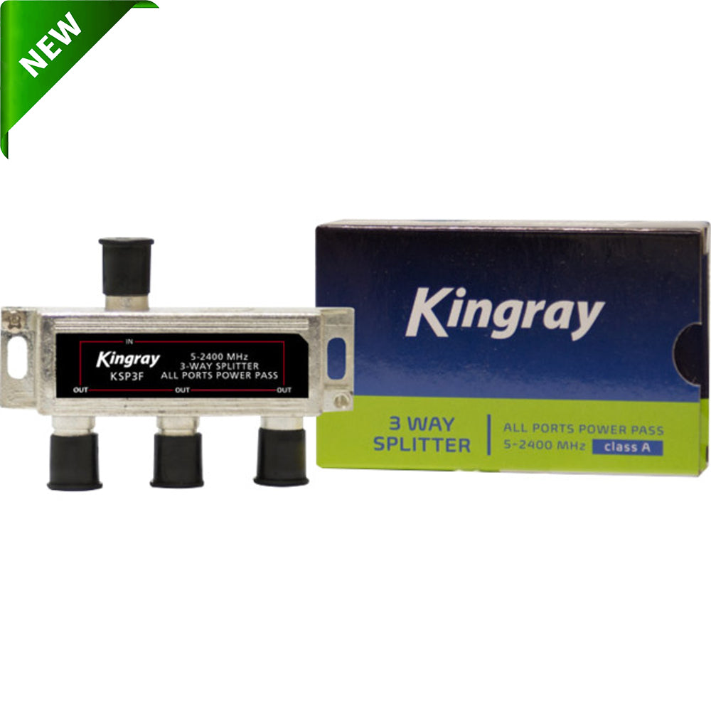 Kingray KSP3F 5-2400 MHz F Type All Ports Power Pass 3 Way TV Antenna ...