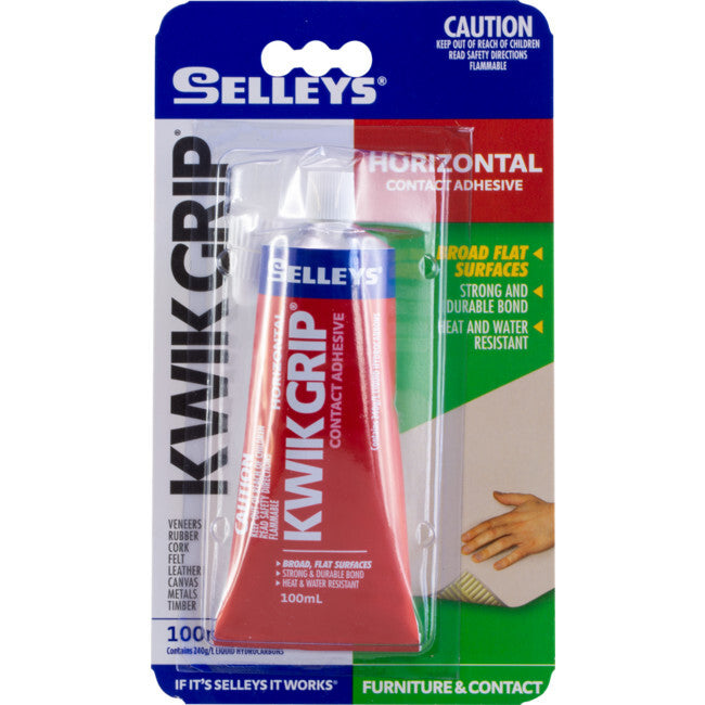 SELLEYS KWIK GRIP Tube Solvent Based Horizontal Contact Adhesive 100ml ...