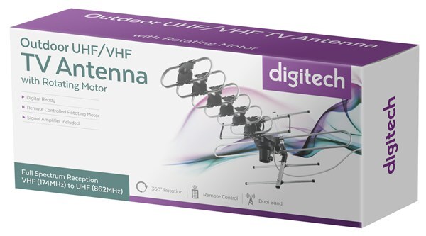 Digitech Outdoor UHF-VHF TV Antenna with Rotating Motor with booster a ...