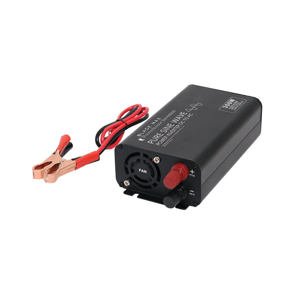 Powerhouse Black Max 300W 12V DC To AC Pure Sine Wave Power Inverter ...