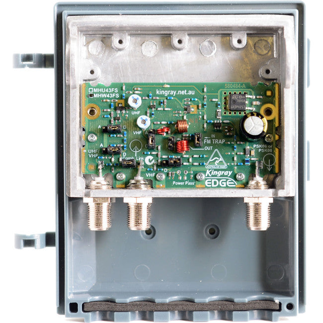 Kingray MHW43FS 43dB UHF-VHF 4G LTE Fully Shielded F Type Masthead Amp ...