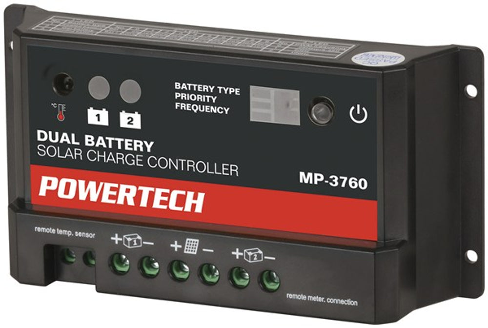Powertech Dual Battery 12V -24VDC 10A PWM Solar Charge Controller LED ...