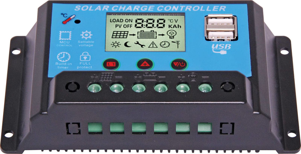 20A Solar Regulator Panel Charge Controller 12V/24V Auto 2 USB Battery ...