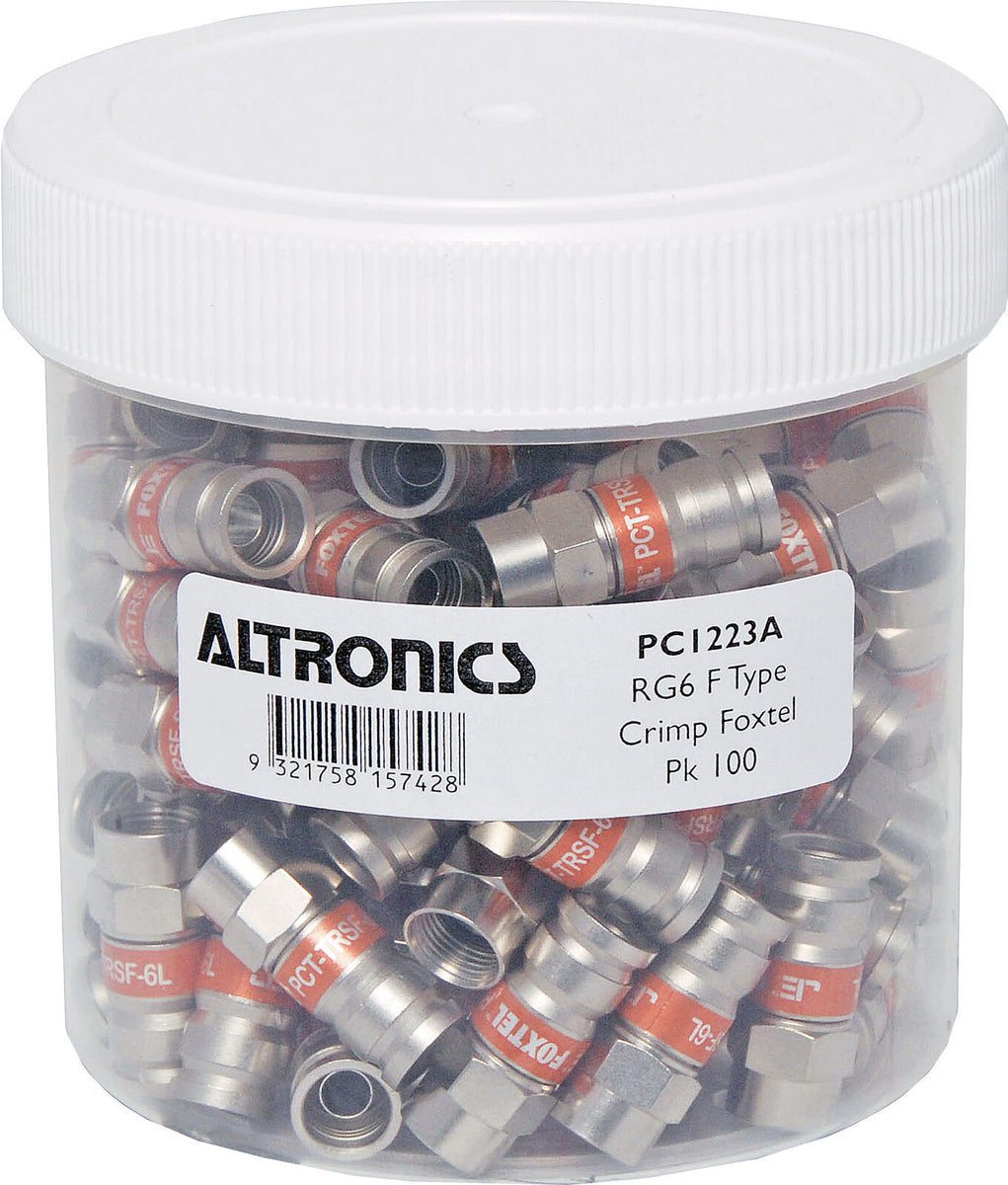 RG6 Coaxial Compression Crimp F Type Foxtel Jar 100pcs – Bourne Electronics