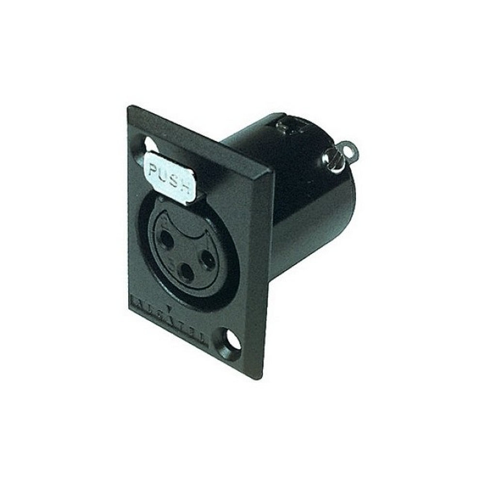 Amphenol AC3FPZB 3 Pin Panel XLR Socket Metal Black Rectangular ...
