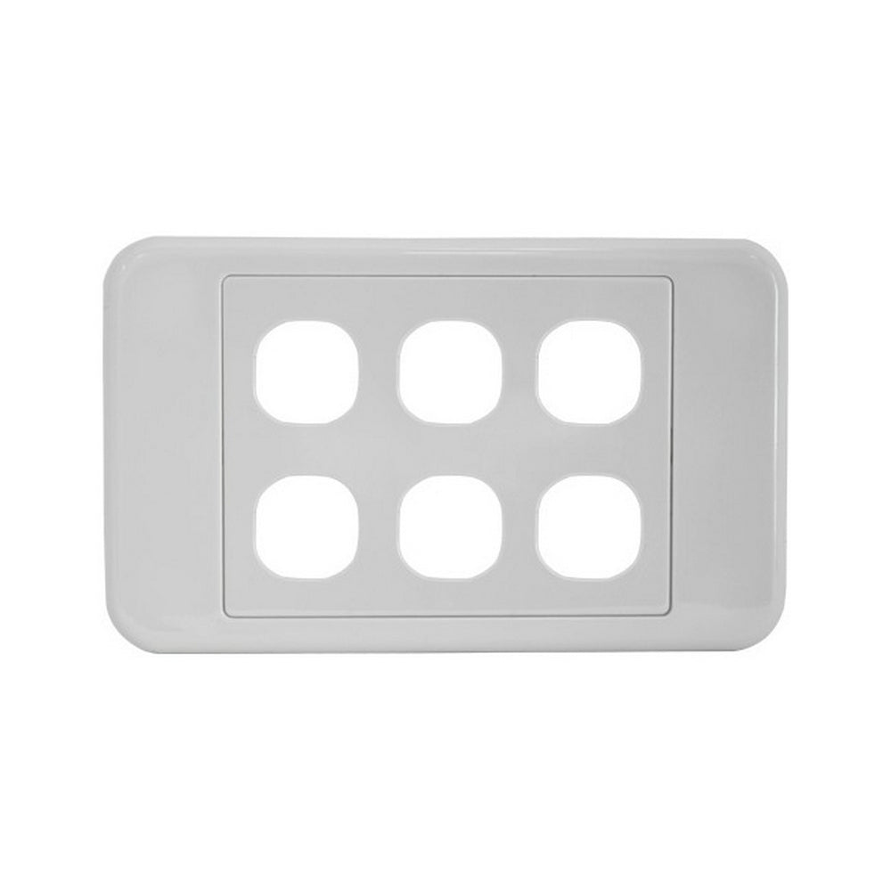 Pro.2 Gang 6 Wall Plate Suits Clipsal 2000 – Bourne Electronics