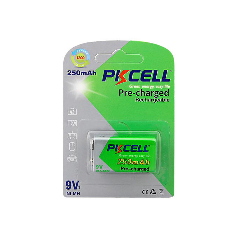 PKCELL 250Mah Rechargeable Nimh 9V Battery 1 PK Ready To Use LSD ...