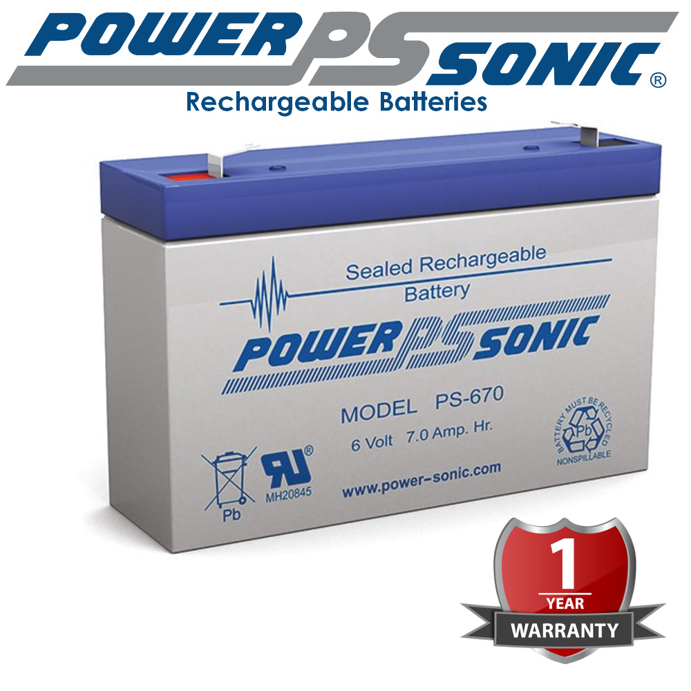 POWER SONIC PS670 6V 7Ah F1 Terminal SLA Sealed Rechargeable Battery ...
