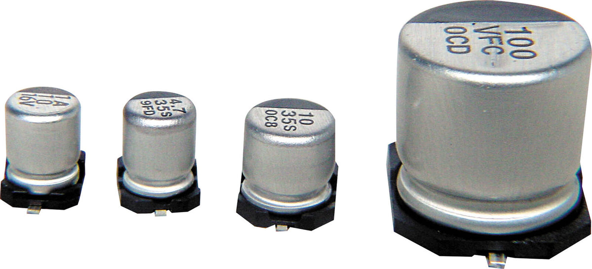 220uF 25V SMD Electrolytic Capacitor Reel 500 R9570B – Bourne Electronics