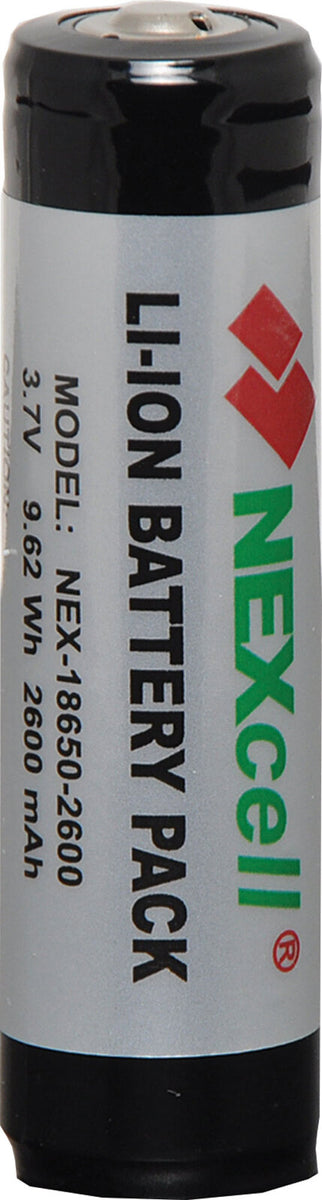 NexCell 3.7V 2600mAh Lithium Ion Rechargeable Battery Protected 18.6mm ...