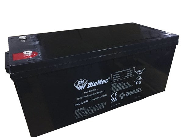 Diamec 12V 200Ah AGM Deep Cycle Battery Absorbent glass mat embedded ...