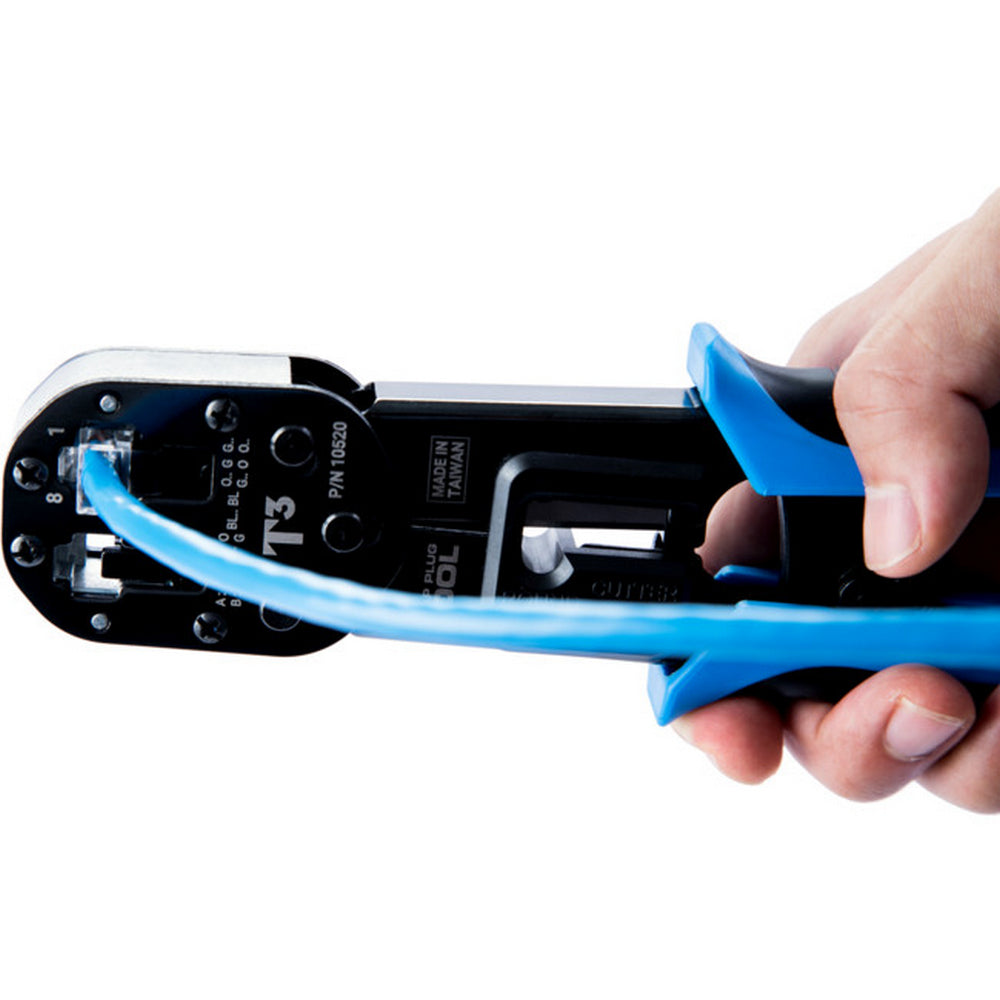 T3 Innovation T10520 RJ11 RJ12 RJ45 Snap Plug Ratchet Crimper Cutter ...
