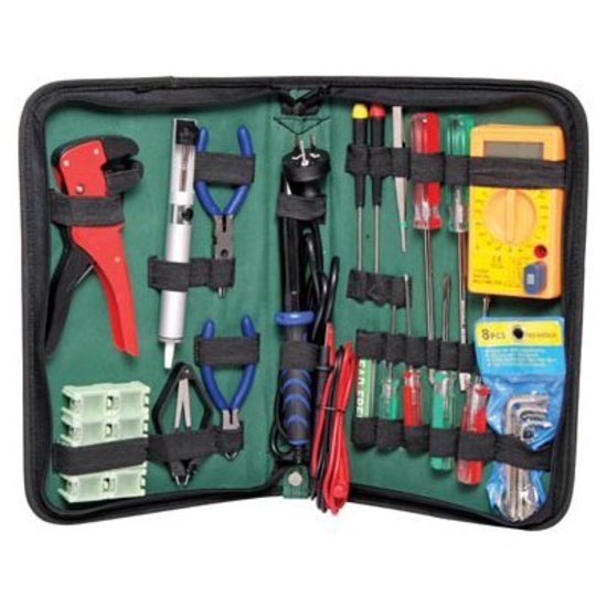 Micron 20 Piece Electronic Tool Kit Soldering Iron 8 Way Component Sto ...