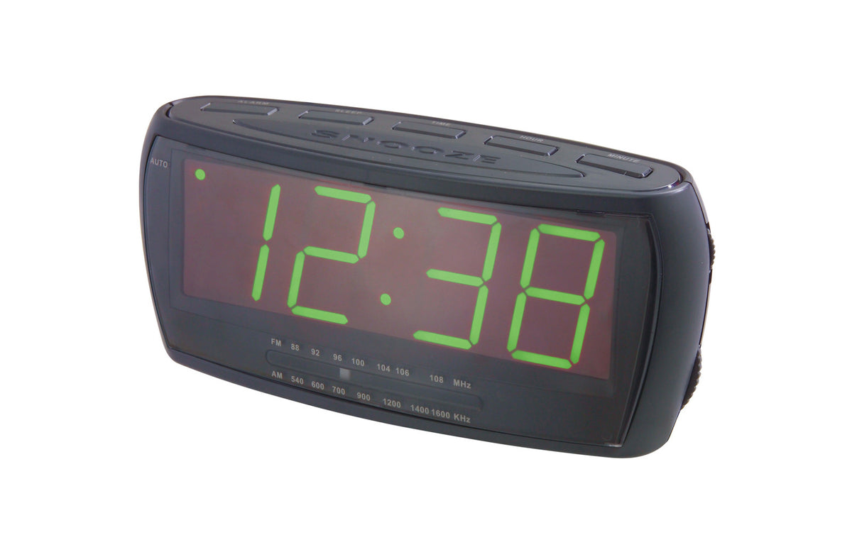 Lenoxx LED Alarm Clock Wake to Radio Bold Time Screen Green – Bourne ...