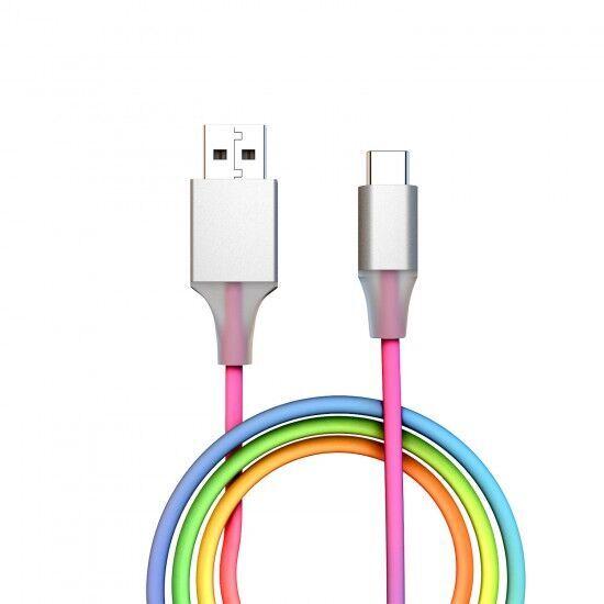 Laser Rainbow Color Tangle-Free 1m USB to Type-C Charging Data Cable ...