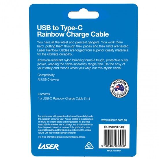 Laser Rainbow Color Tangle-Free 1m USB to Type-C Charging Data Cable ...