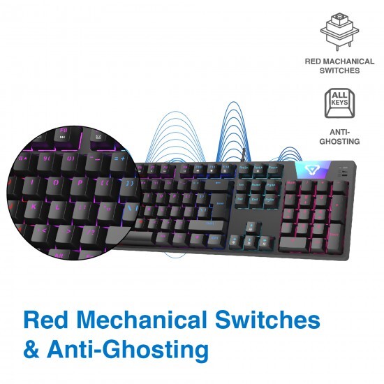 Laser Gaming LED Anti-Ghosting Full Size Mechanical RGB Wired Keyboard ...