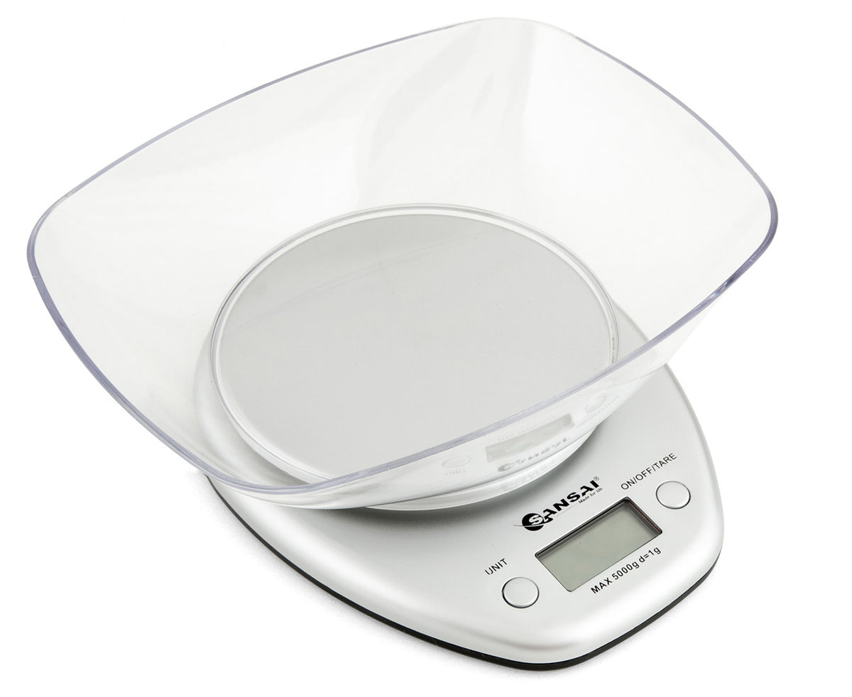 Sansai Digital LCD Display Glass Kitchen Scale with Bowl 1g to 3Kg Cap ...